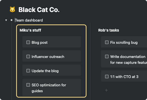 Mirrors and sharing - Workflowy guide
